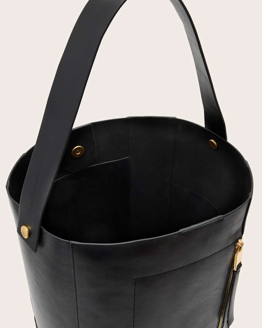 Alba Leather Hobo Shoulder Bag Black | ALLSAINTS